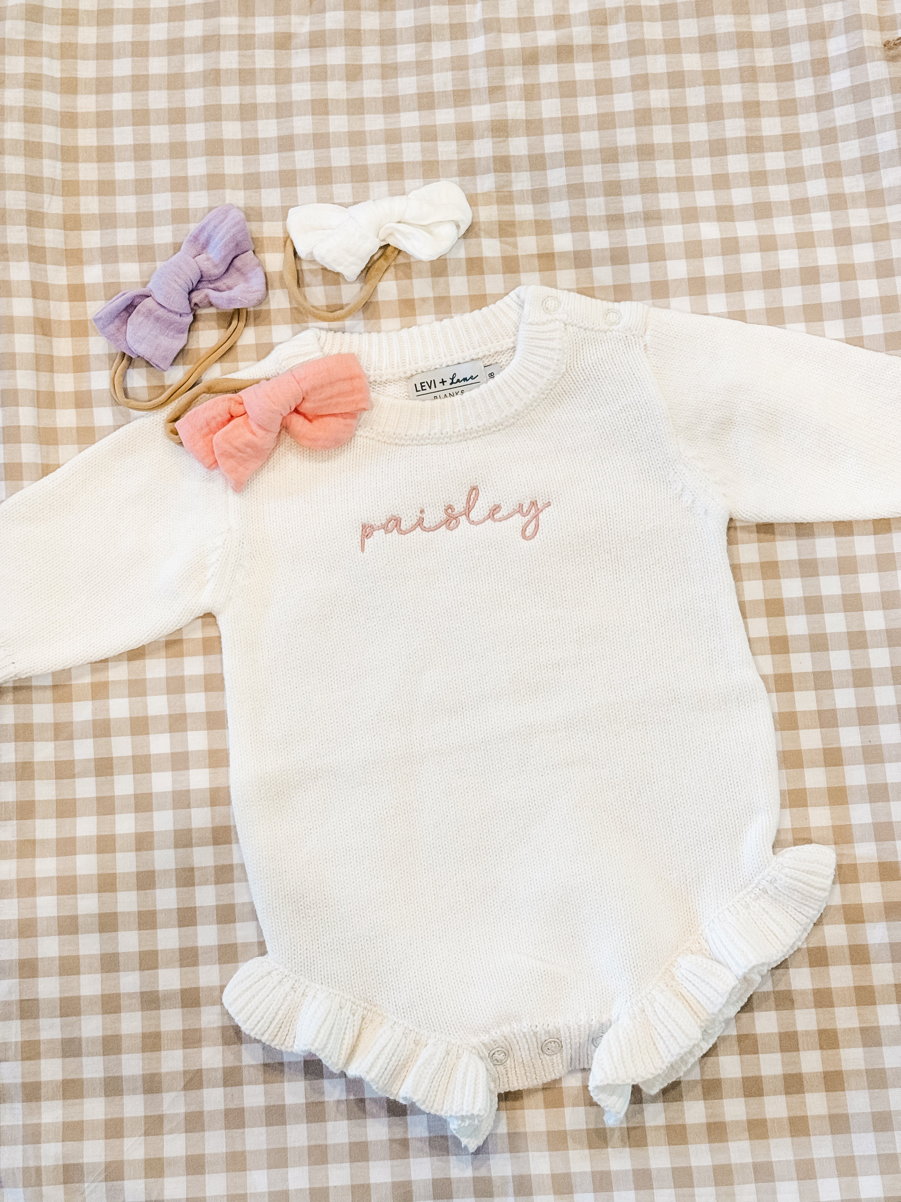 Long Sleeve Knit Ruffle Romper RTS – Levi and Lane Blanks